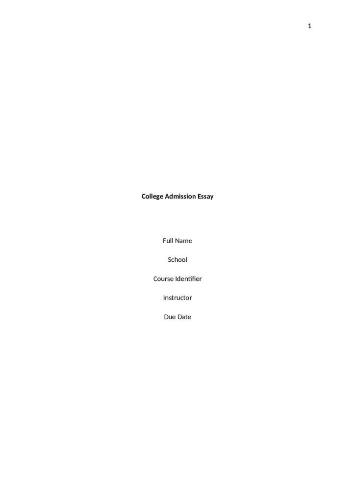 College Admission Essay Examples About Yourself, Sample