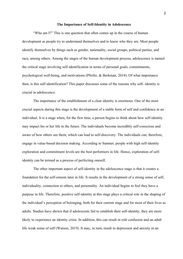 Self Identity Essay Sample ️ Bookwormlab.com