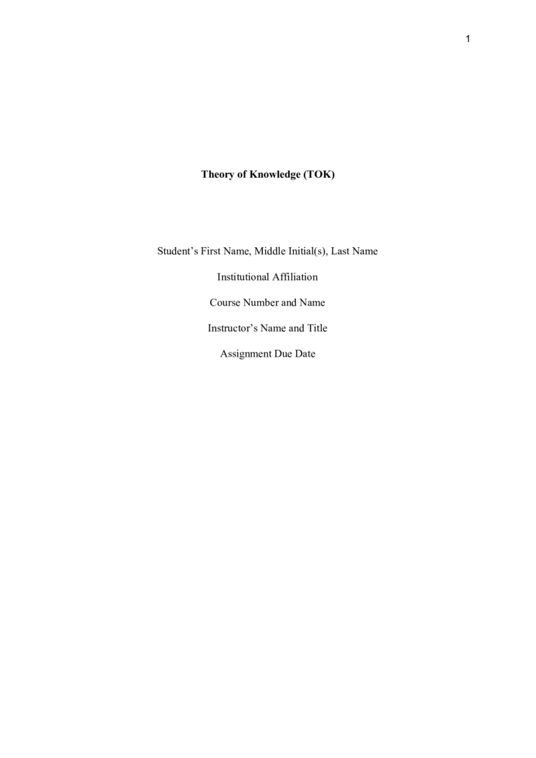 Tok Essay Example Sample ️ Bookwormlab.com