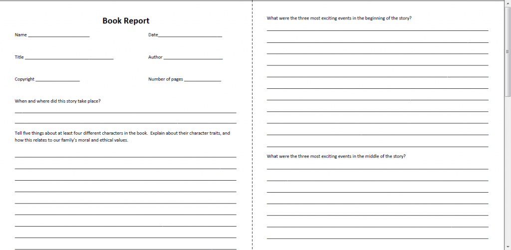 Book Report Form - BookwormLab